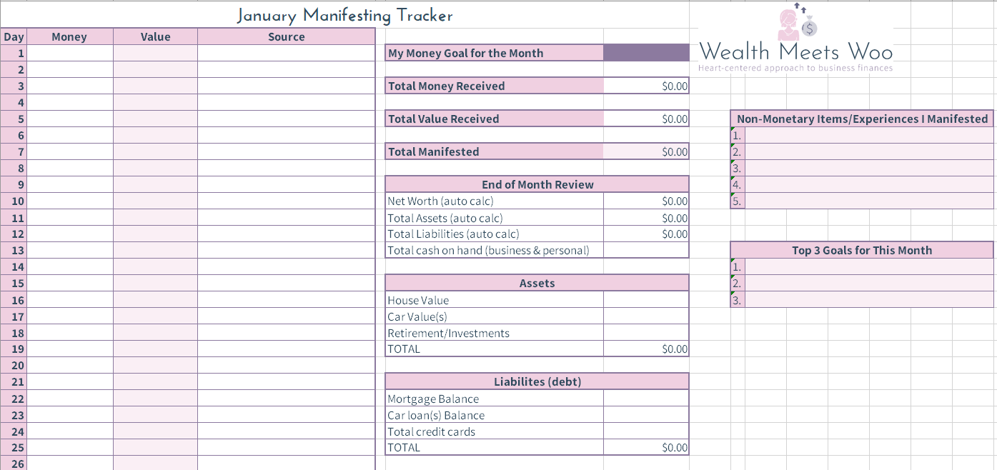 Simple Wealth Tracker for Female Entrepreneurs
